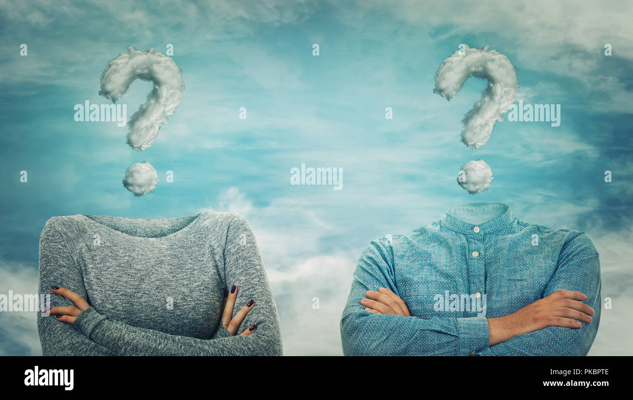 Surreale Bild als Mann und Frau mit gekreuzten Händen und unsichtbare ...