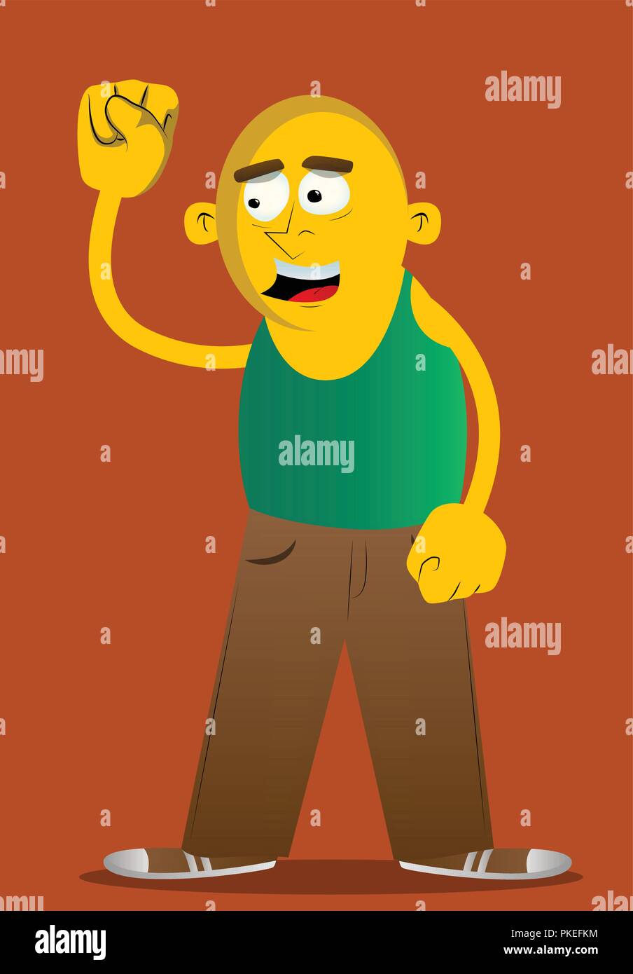Gelbe Mann macht den Menschen Faust Geste. Vektor Cartoon Illustration ...