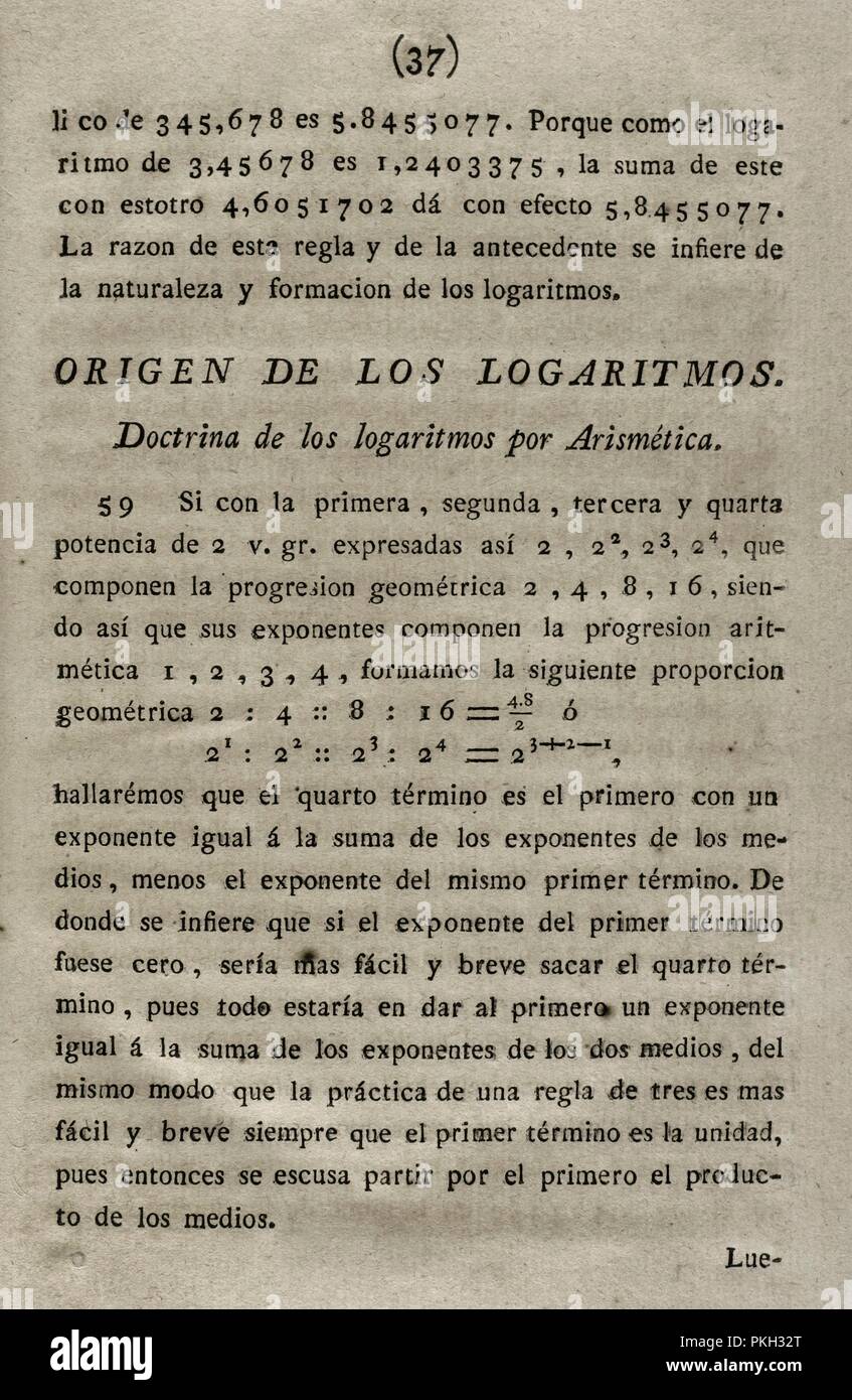 Origen de los logaritmos. Tabla de todos los números logaritmos Naturales de desde 1 hasta 20000 ...