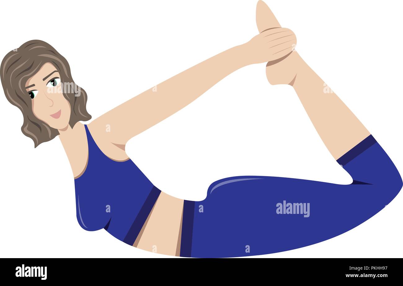 Die Mädchen Üben von Yoga. Dhanurasana (Bogen Pose Stock-Vektorgrafik ...