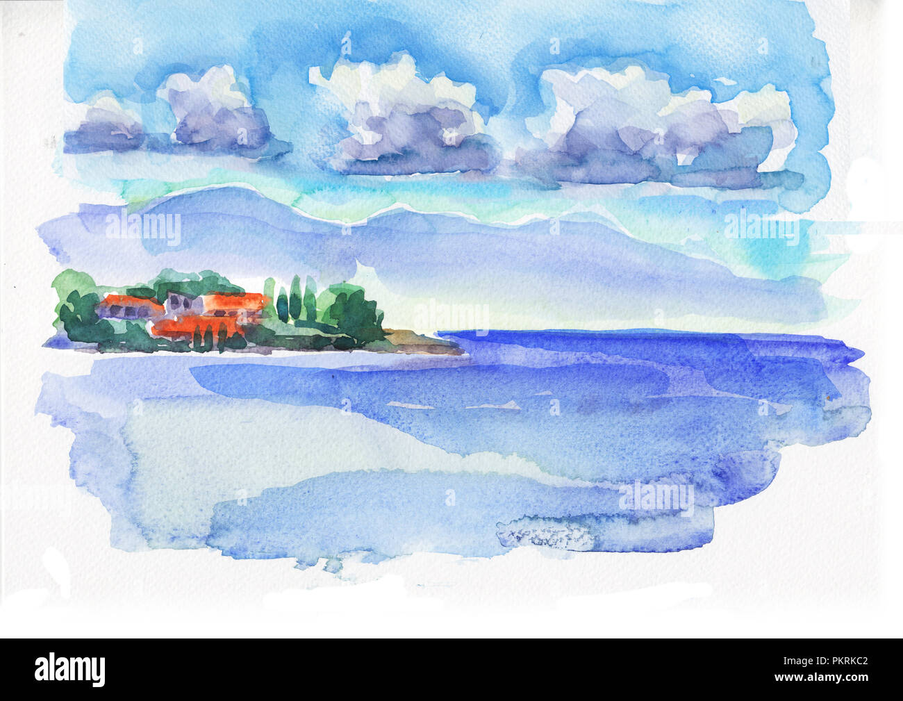 Watercolor Seascape Stockfotos und -bilder Kaufen - Alamy