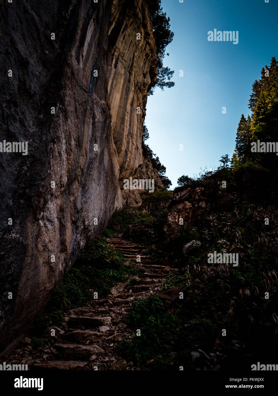 Fußweg mit natrual Schritte bis Position ein Berg der Schweiz, Alpstein ...