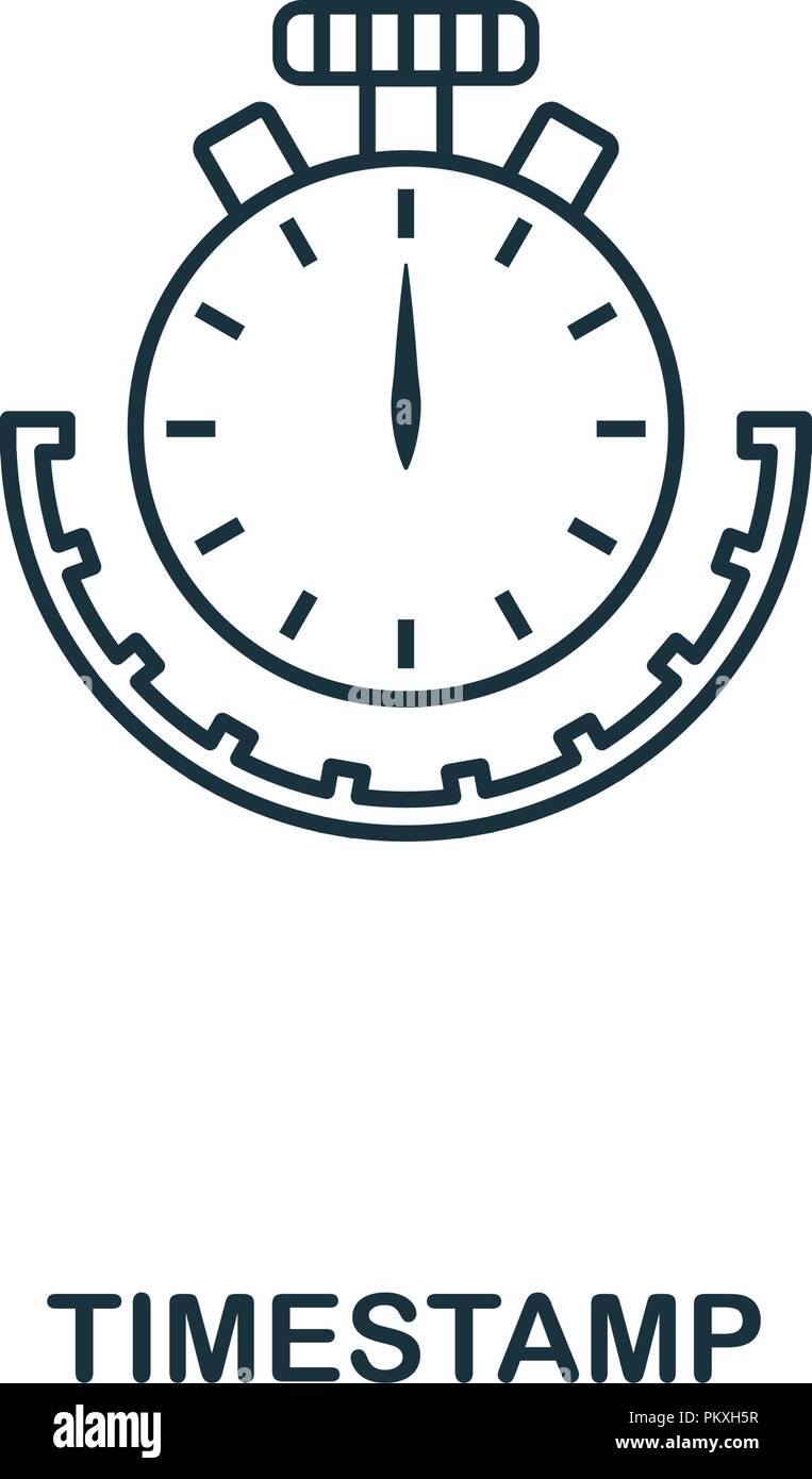 Zeitstempel Umrisse Symbol. Schwarzweiß-Design von crypto Währung ...