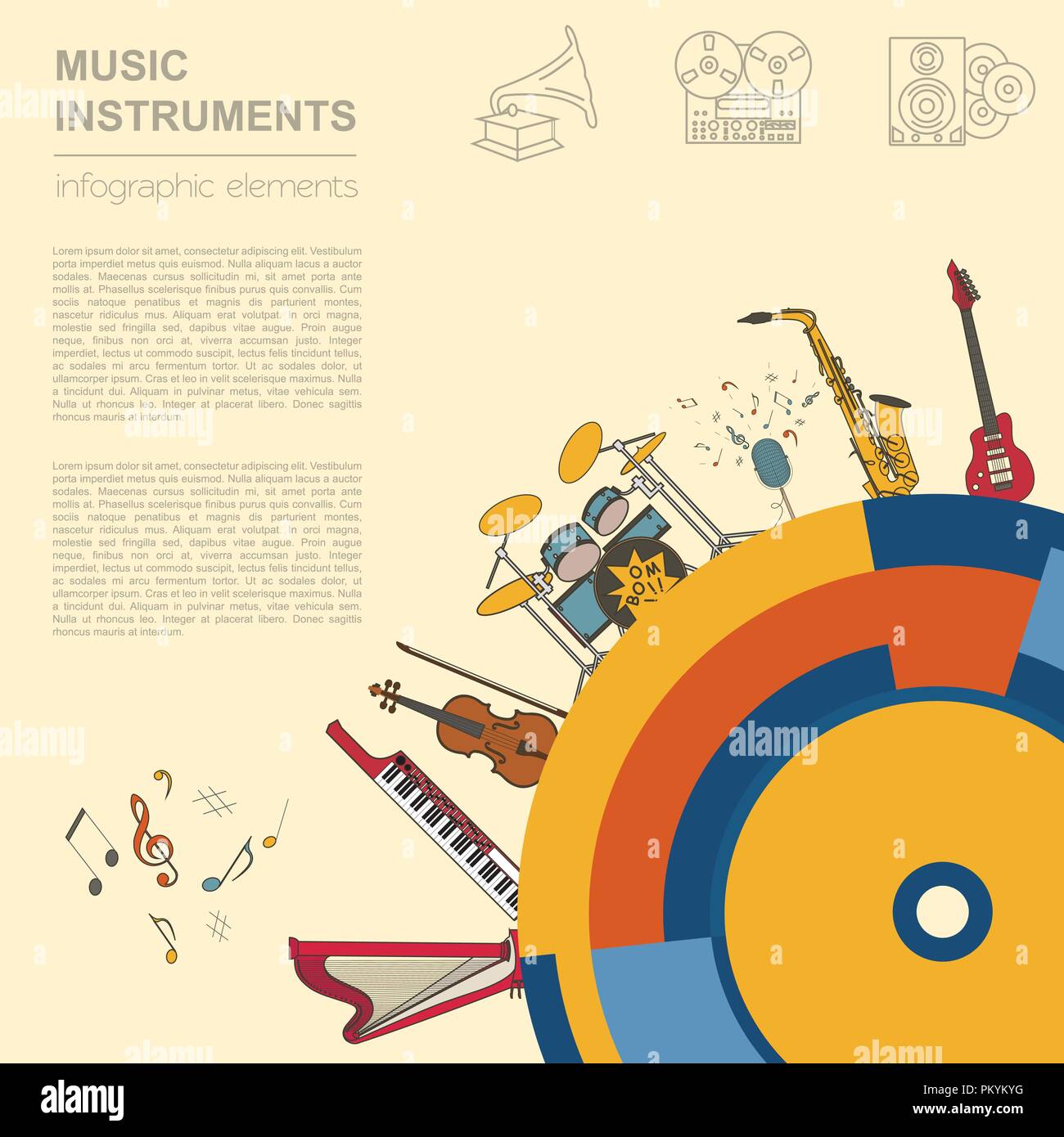 Musikinstrumente grafische Vorlage. Alle Arten von Musikinstrumenten ...
