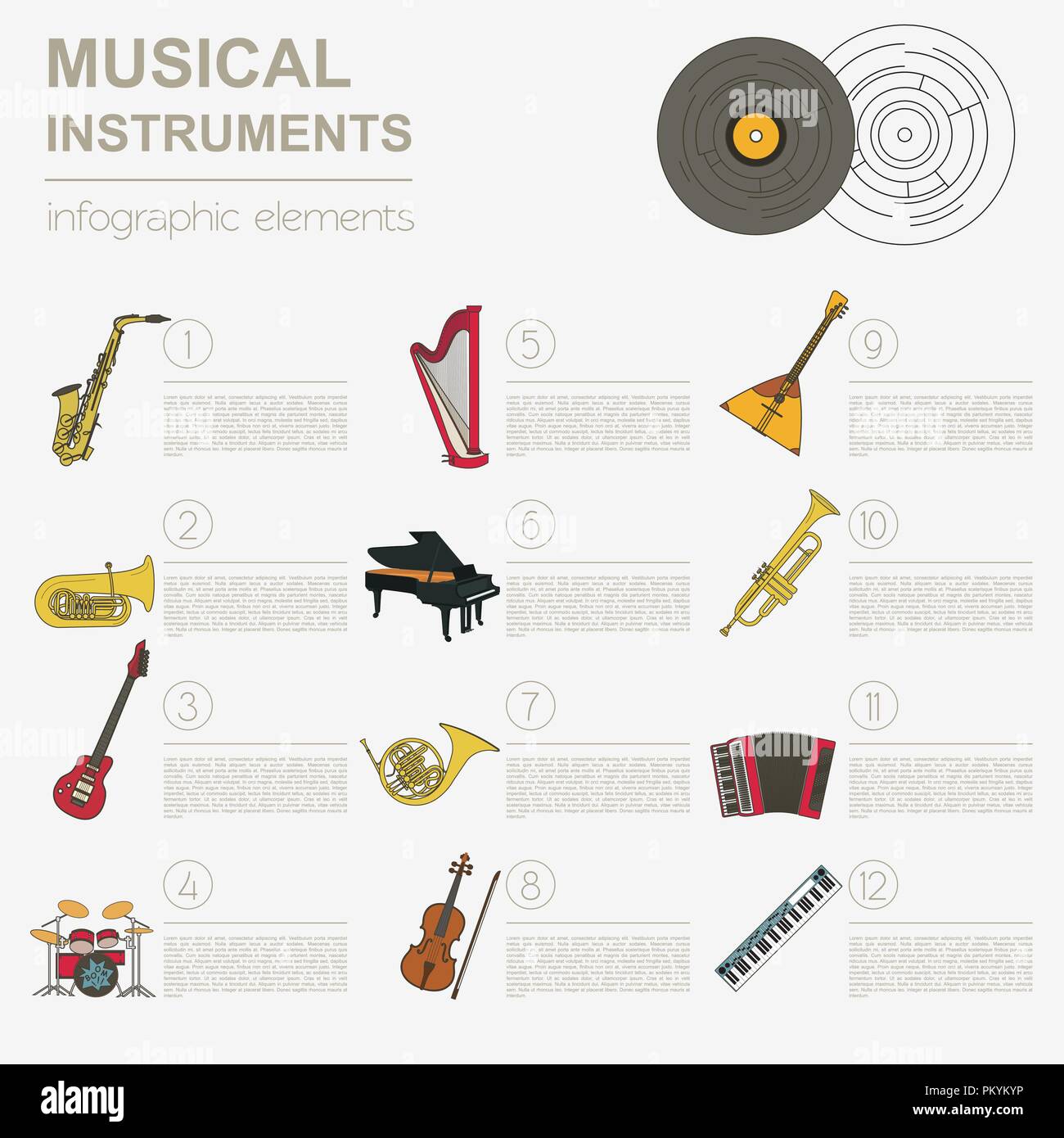 Musikinstrumente grafische Vorlage. Alle Arten von Musikinstrumenten ...