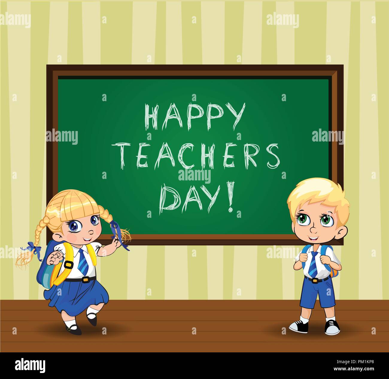 Kinder in schuluniform Stock-Vektorgrafiken kaufen - Alamy