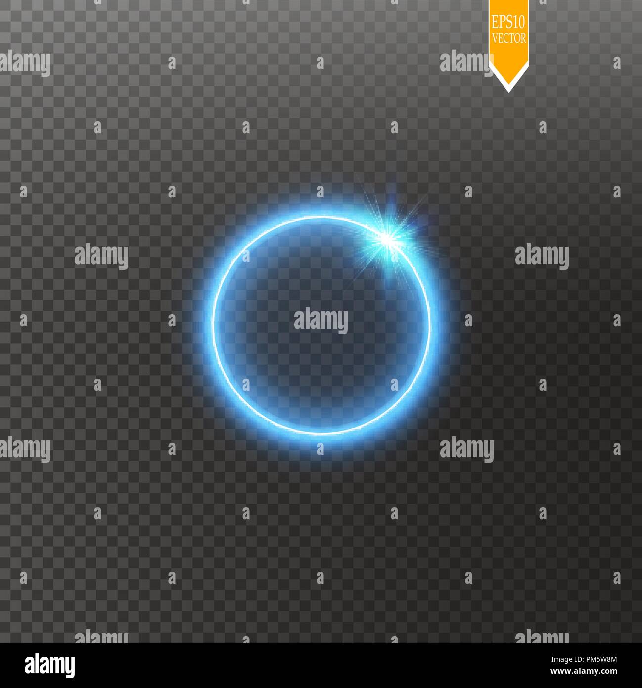 Blauer runder glänzender Kreis Frame auf transparentem Hintergrund ...