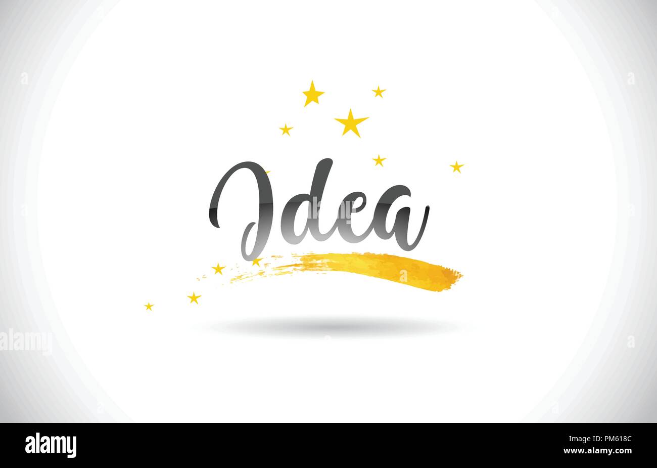 Idee Wort Text mit goldenen Sternen Trail und Handschriftliche gebogene ...