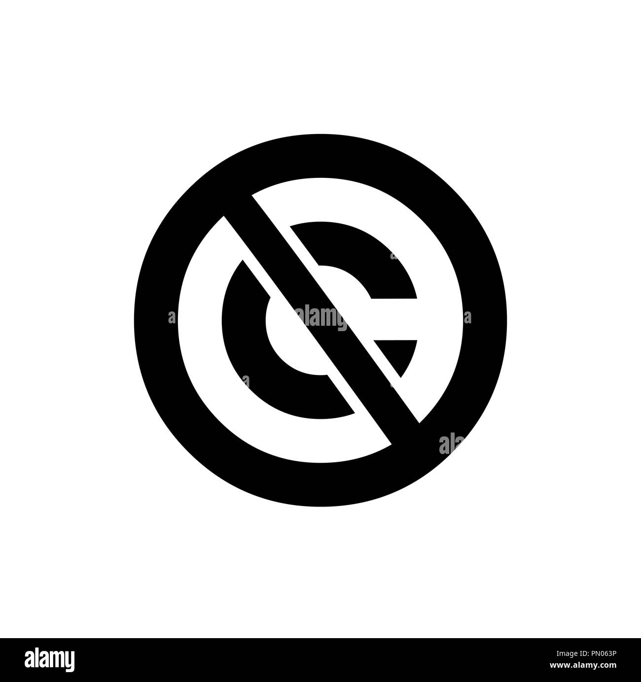 Public Domain kreisförmigen Symbol. Durchgestrichen C Brief Marke ...