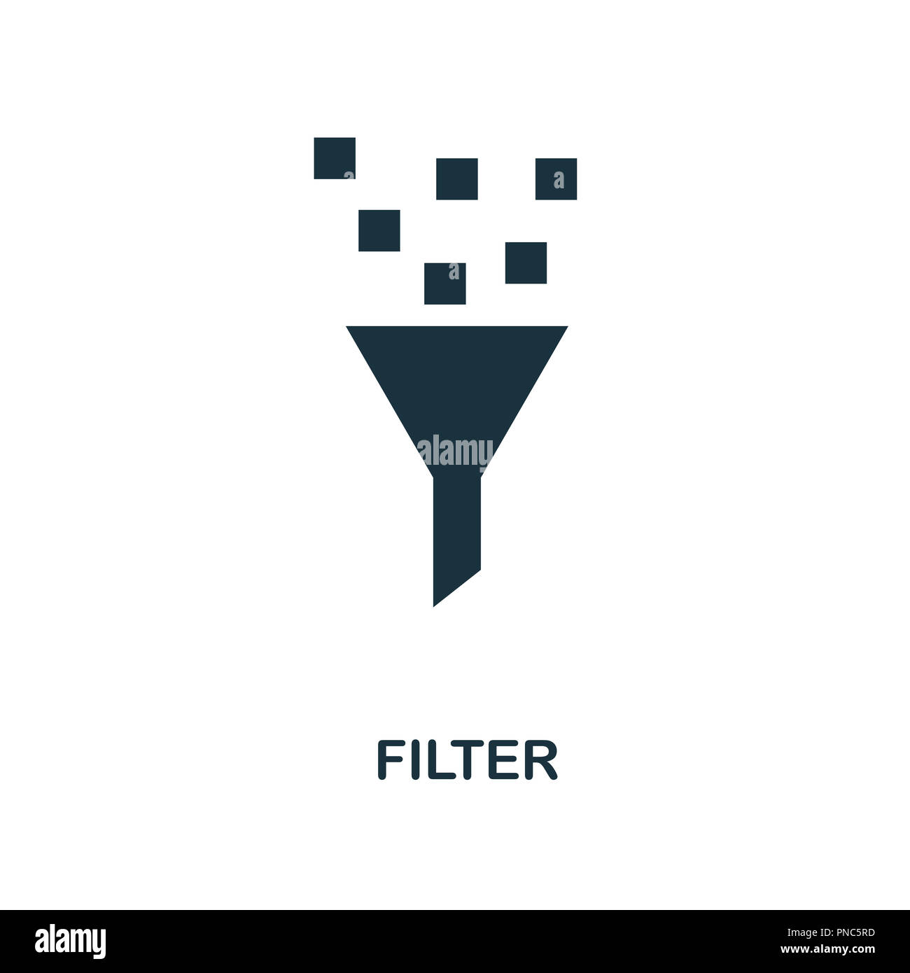 Symbol "Filter". Schwarzweiß-Design von großen Sammlung von Daten. UI ...