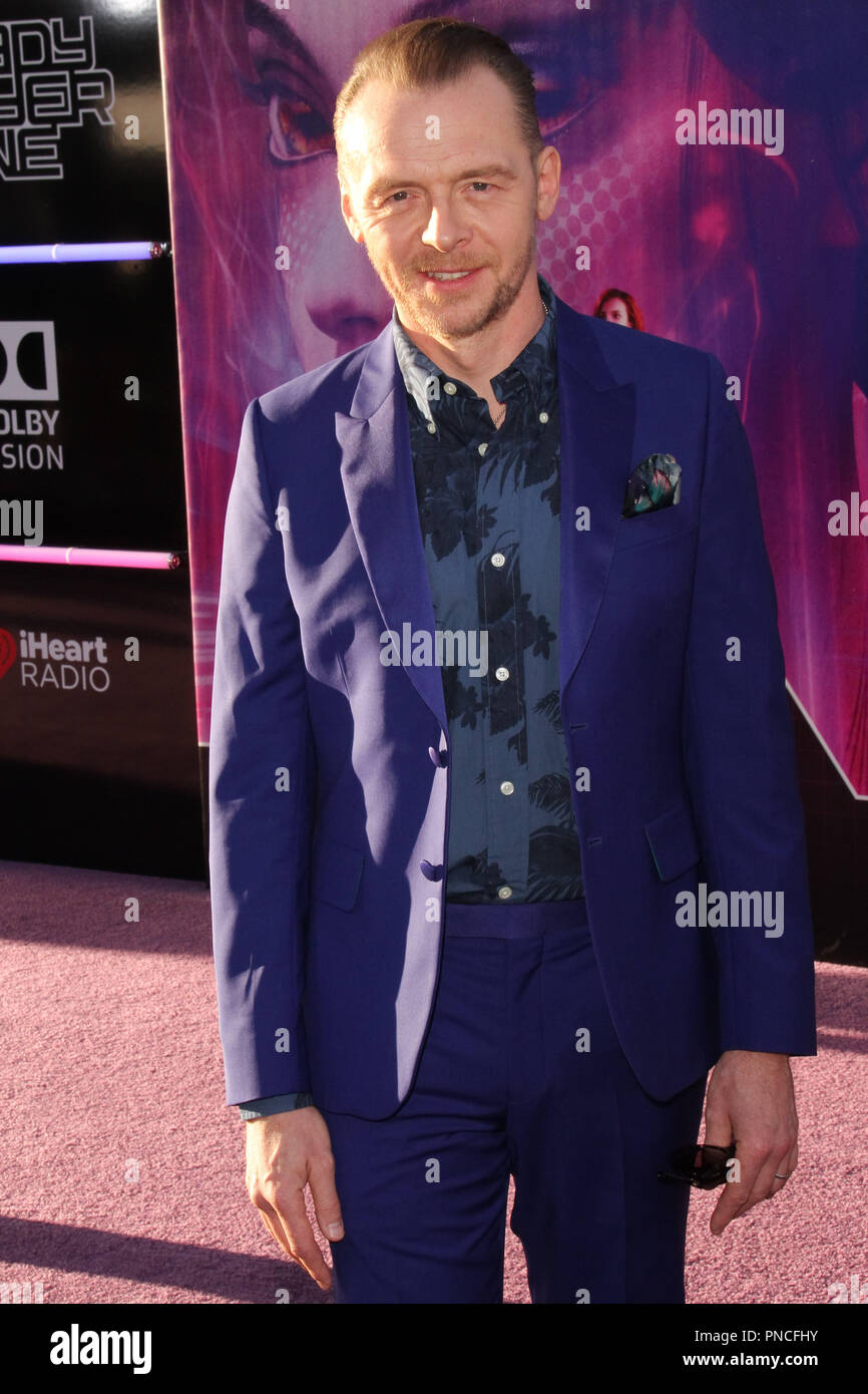 Simon Pegg bei der Weltpremiere von Warner Bros'' Bereit Spieler Eins ...