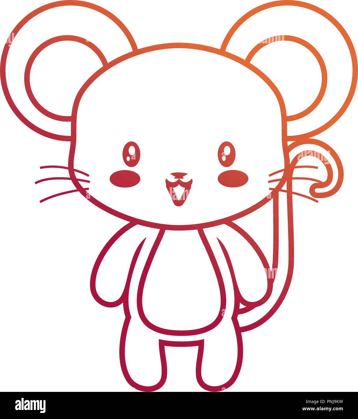 Süße Maus baby Zeichnung cartoon Vektor-illustration neon Stock ...