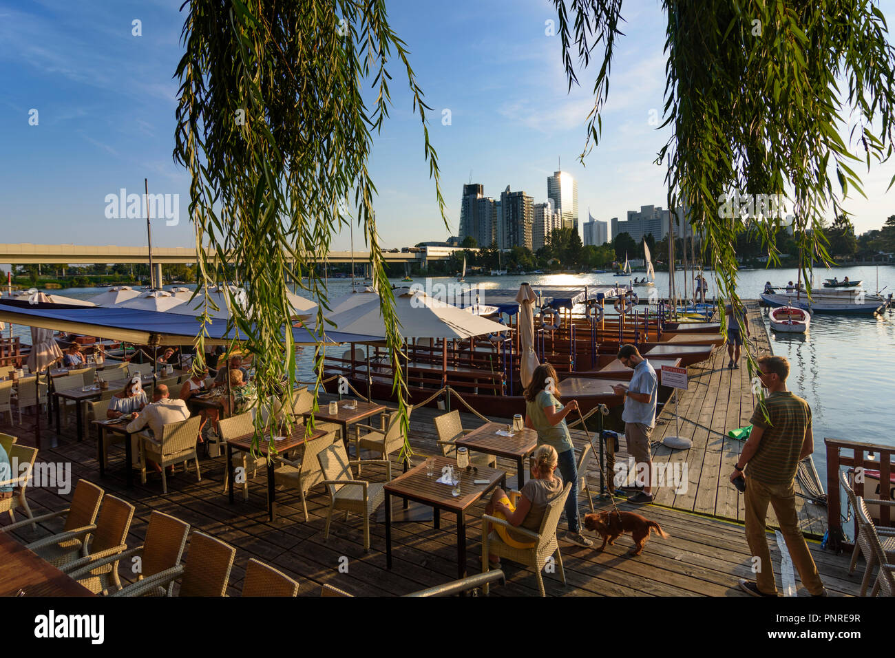 Wien, Wien: Fluss Alte Donau (Alte Donau), Restaurant Segelschule ...
