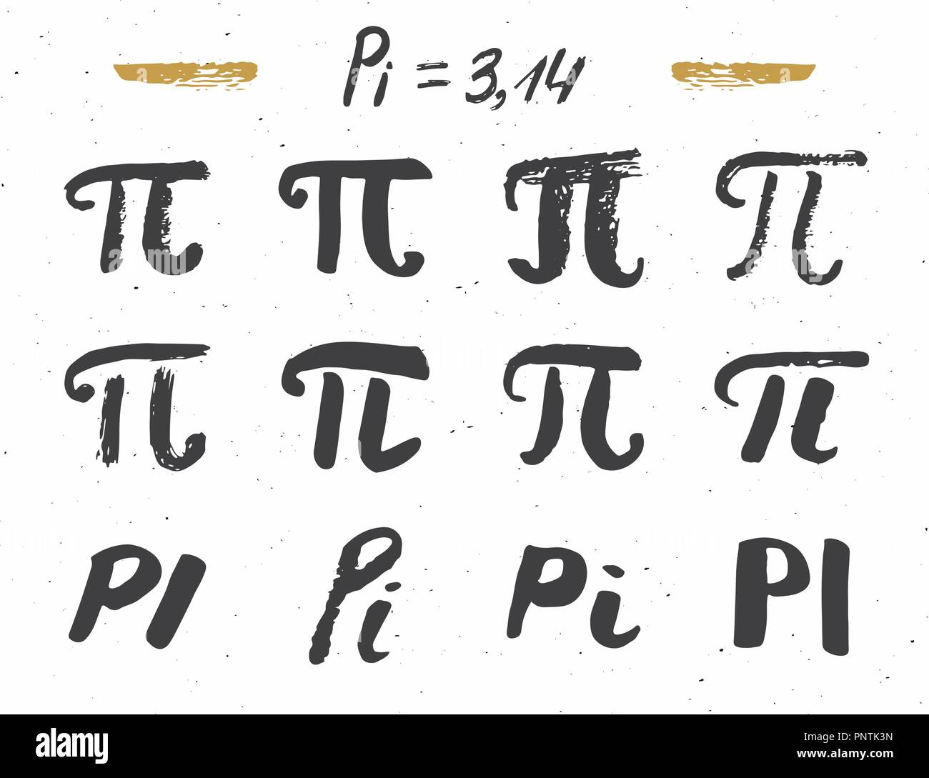 Pi-Symbole Hand gezeichneten Symbole gesetzt, Grunge kalligrafischen ...