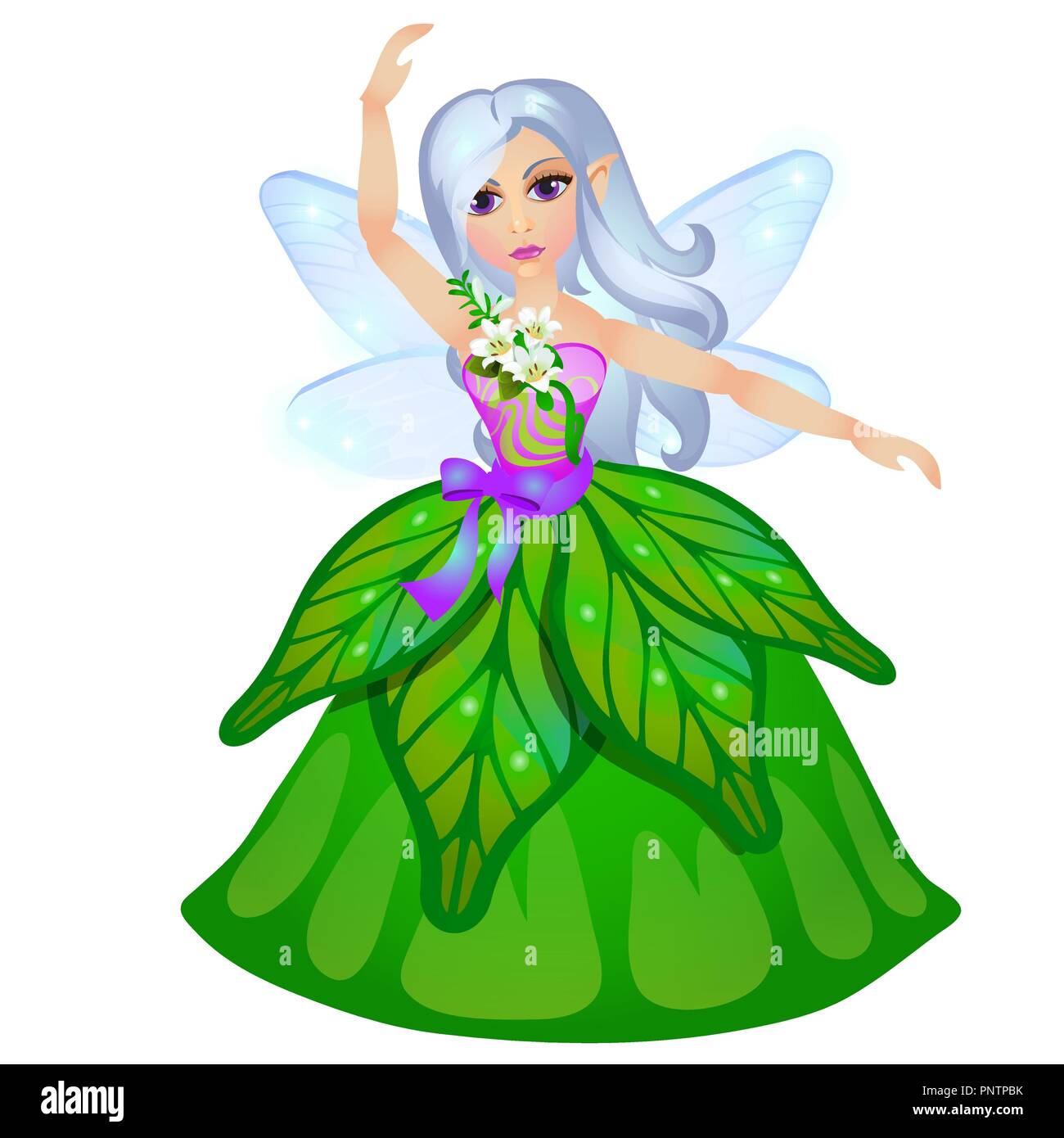 Kleine Fee Elfen Prinzessin auf weißem Hintergrund. Vektor cartoon ...