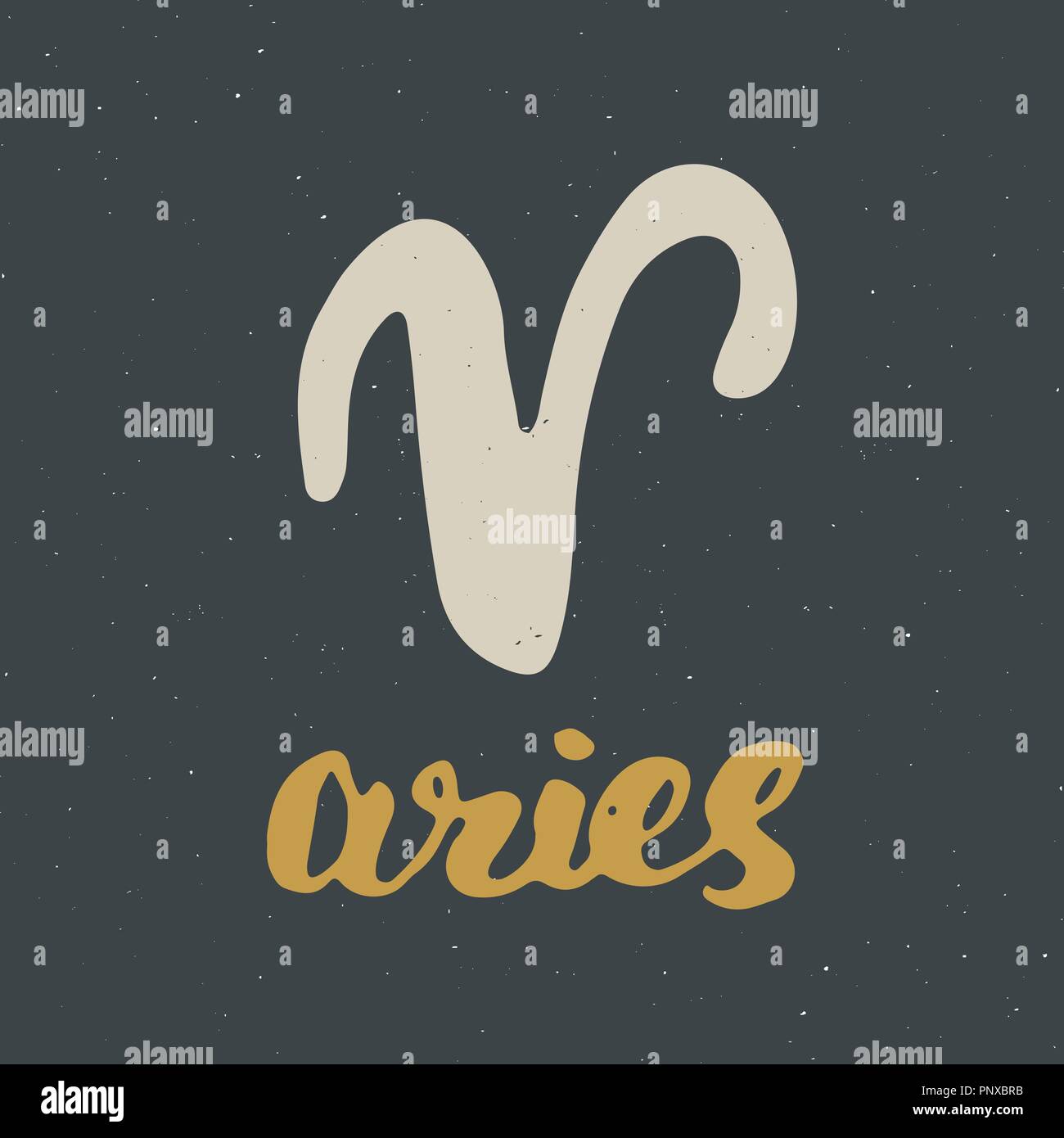 Sternzeichen Widder und Beschriftung. Hand Horoskop Astrologie Symbol ...