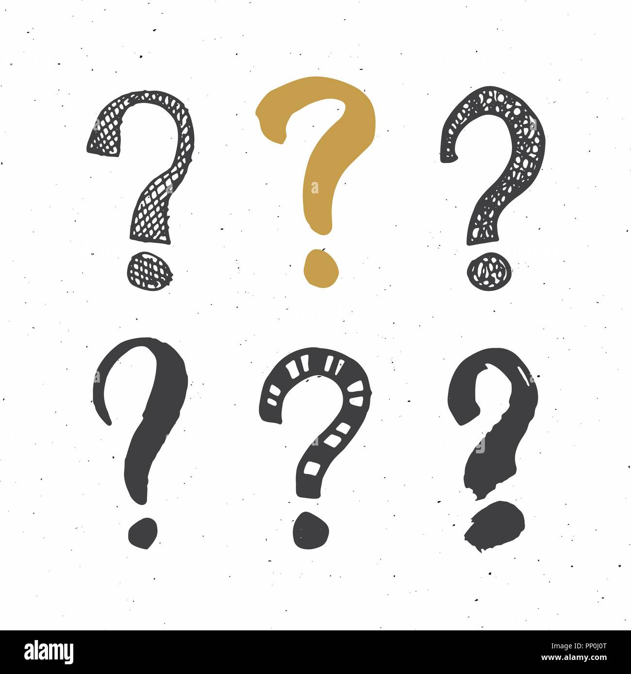 Fragezeichen doodle einrichten. Hand grunge Zeichen gezeichnet. Vector ...