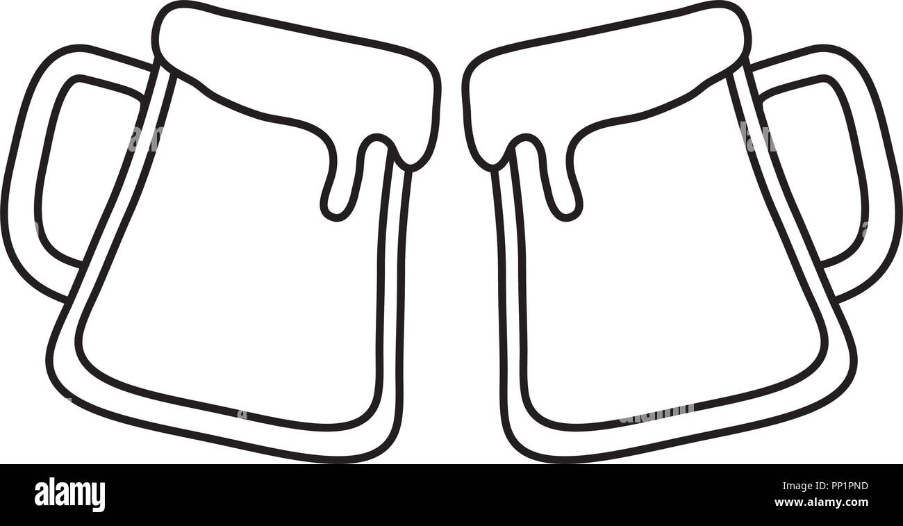 Bierkrüge Symbol auf weißem Hintergrund, Vector Illustration Stock ...