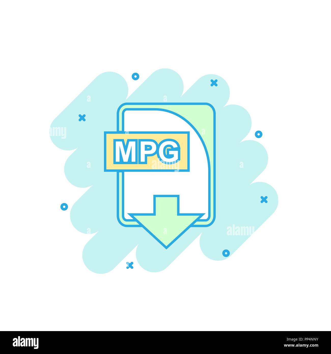 Cartoon MPG Datei Symbol im Comic-stil gefärbt. Mpg download Abbildung ...