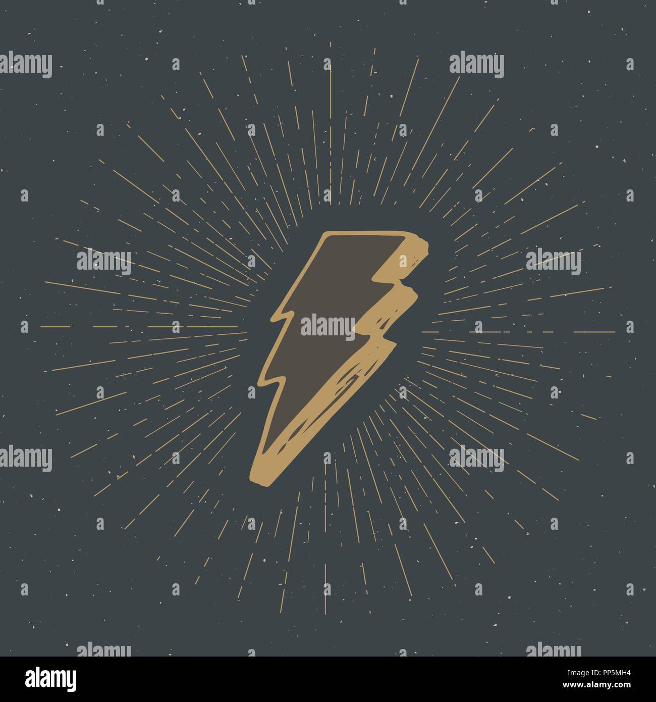 Blitz vintage Label, Hand Skizze gezeichnet, Grunge texturierte retro ...