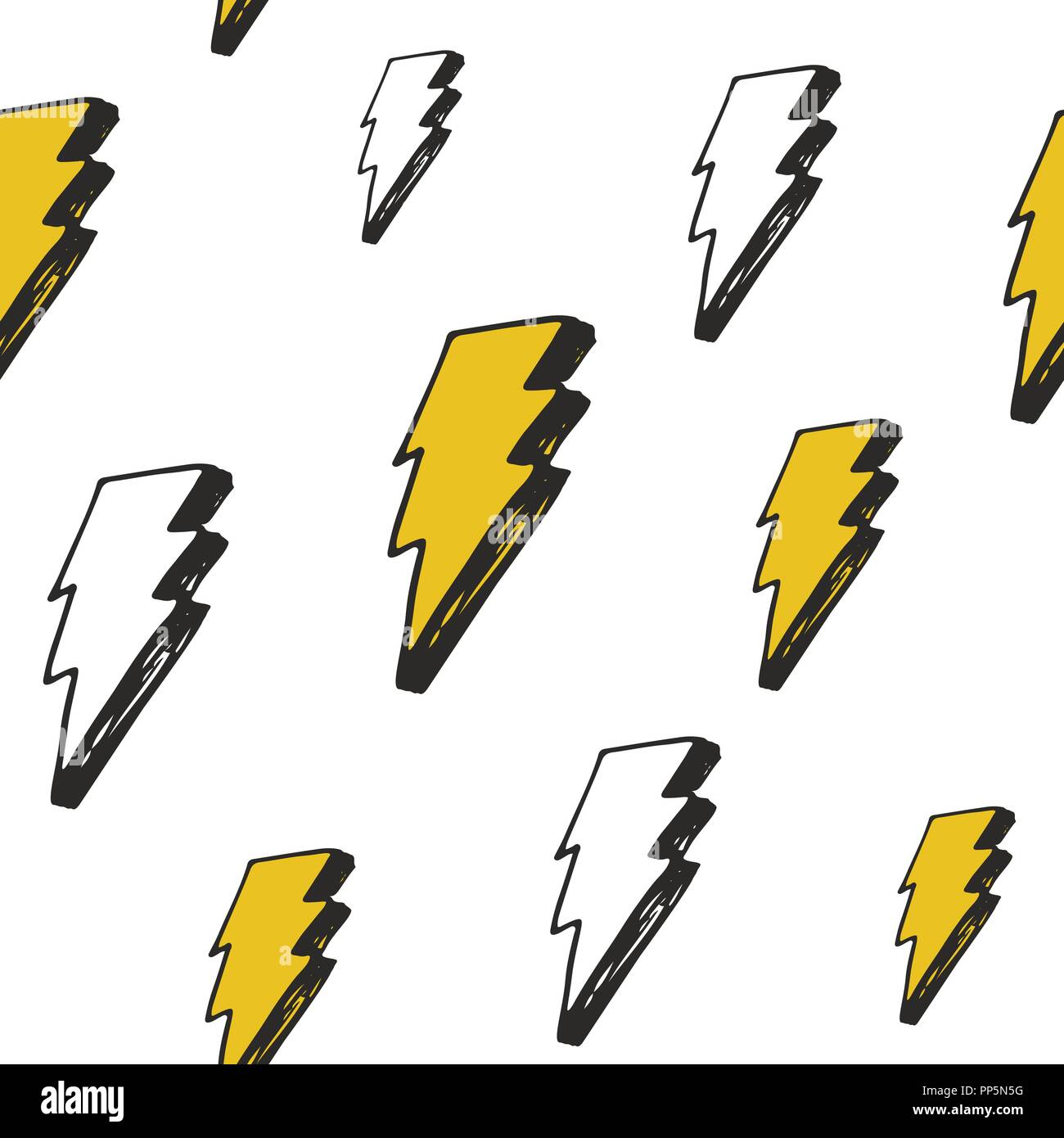 Blitz nahtlose Muster Vector Illustration. Hand gezeichnet skizziert ...