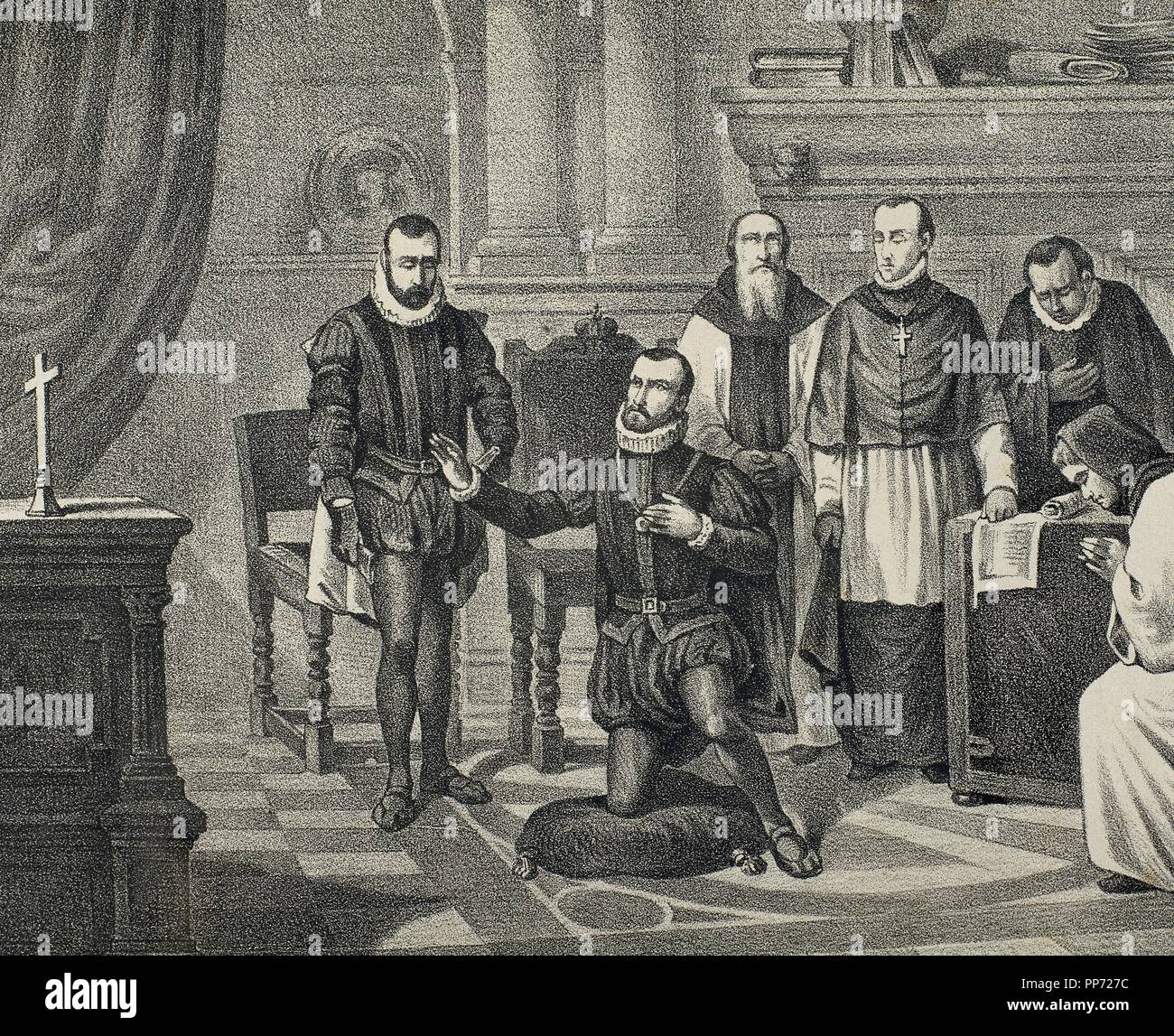 Philipp II. von Spanien (1527-1598). Haus von Habsburg. König flehenden ...