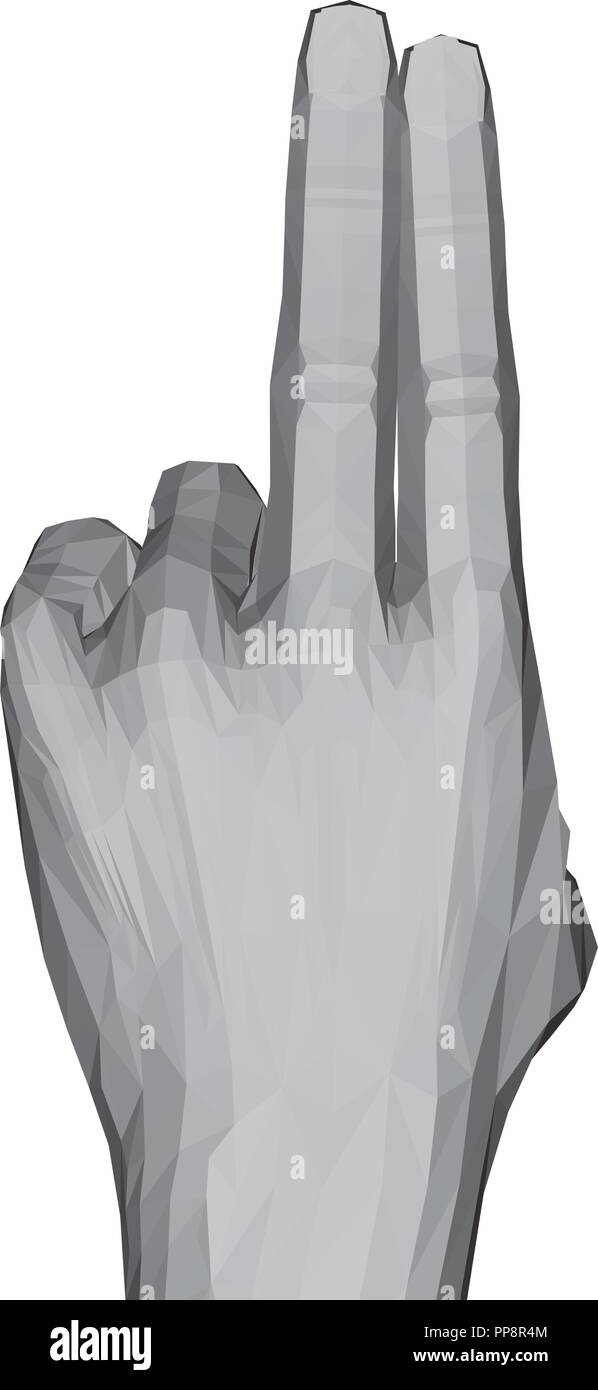 3D-polygonalen Hand. Der Zeige- und Mittelfinger zusammen. Vector ...