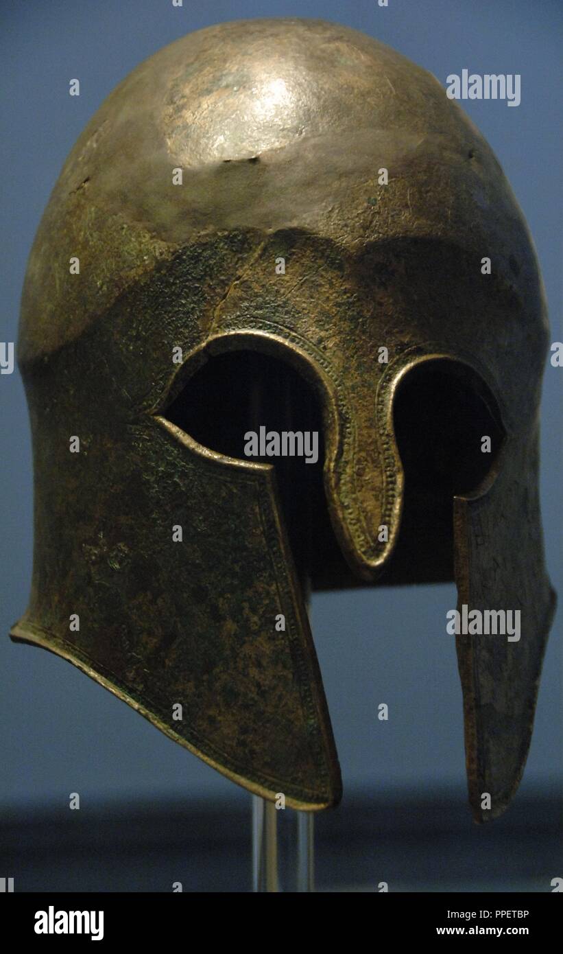 Bronze Helm der Korinther Art. 5. Jahrhundert v. Chr. Votive Angebot im ...