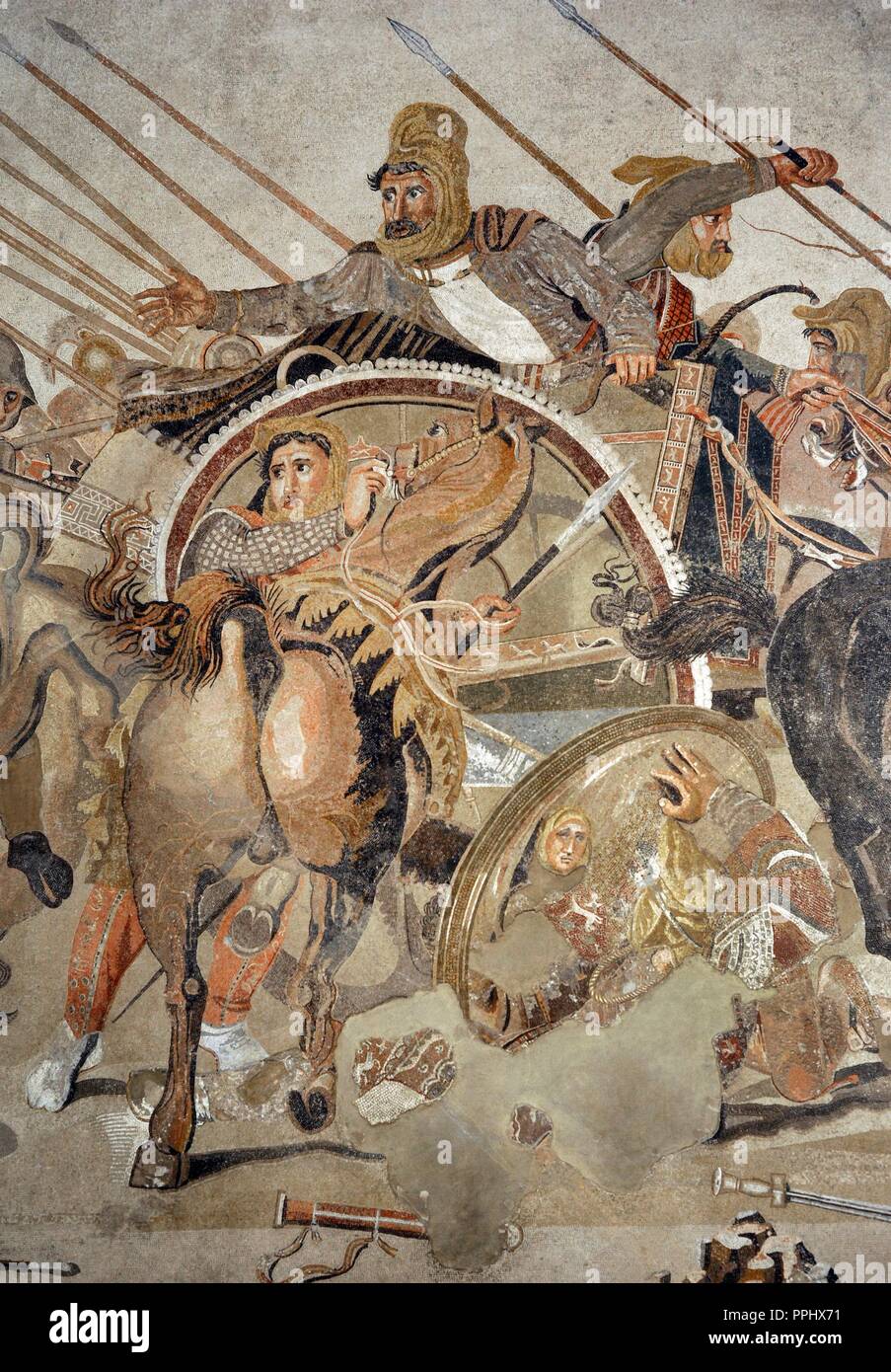 Alexander Mosaik. Schlacht von Issos (333 v. Chr.). Schlacht zwischen Alexander dem großen und ...