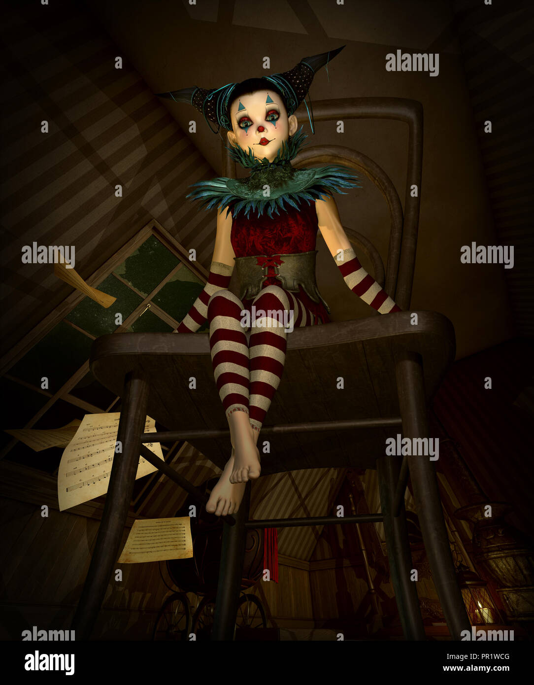 Clown im stuhl sitzen -Fotos und -Bildmaterial in hoher Auflösung – Alamy