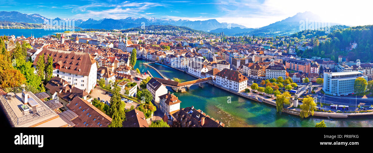 Stadt Luzern panorama Luftbild, Alpen und Seen in der Schweiz ...