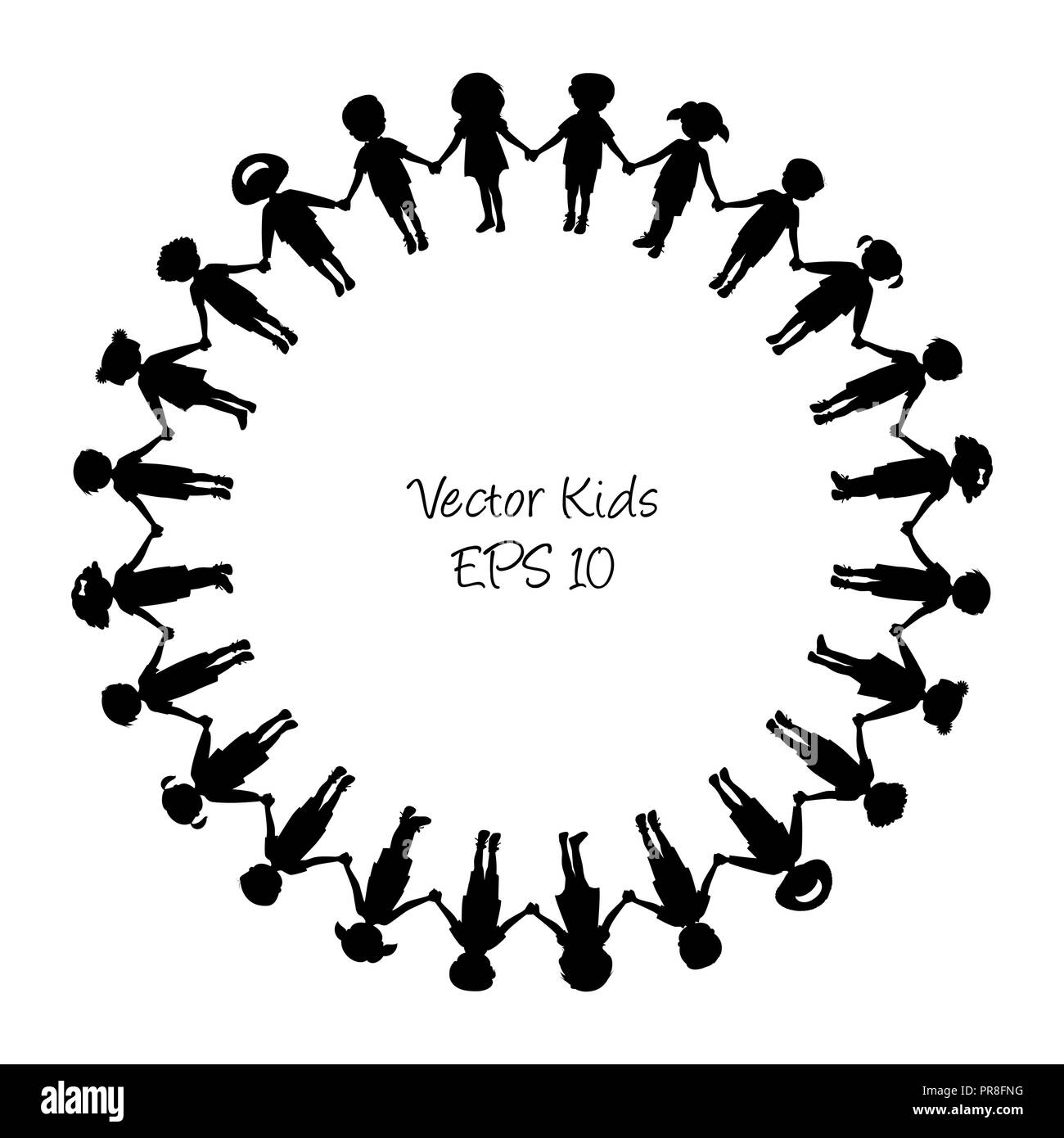 Silhouettes children holding hands Stock-Vektorgrafiken kaufen - Alamy