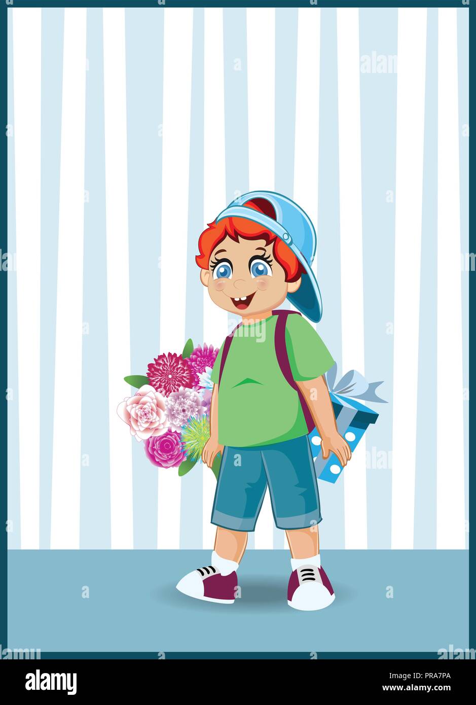 Vector Illustration cute Cartoon little boy Charakter mit Ingwer Haar ...