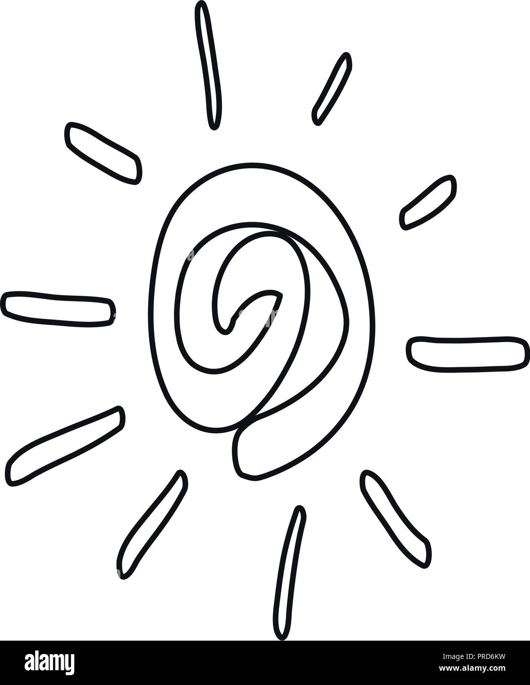 Zeichnung Sonnenstrahlen Sommer heiß Vector Illustration Stock ...