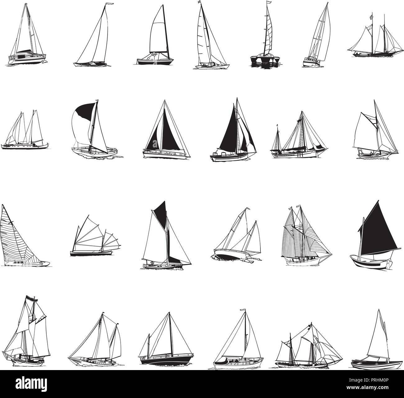 Segelboot Kollektion. cartoon clipart Vector Illustration Stock ...