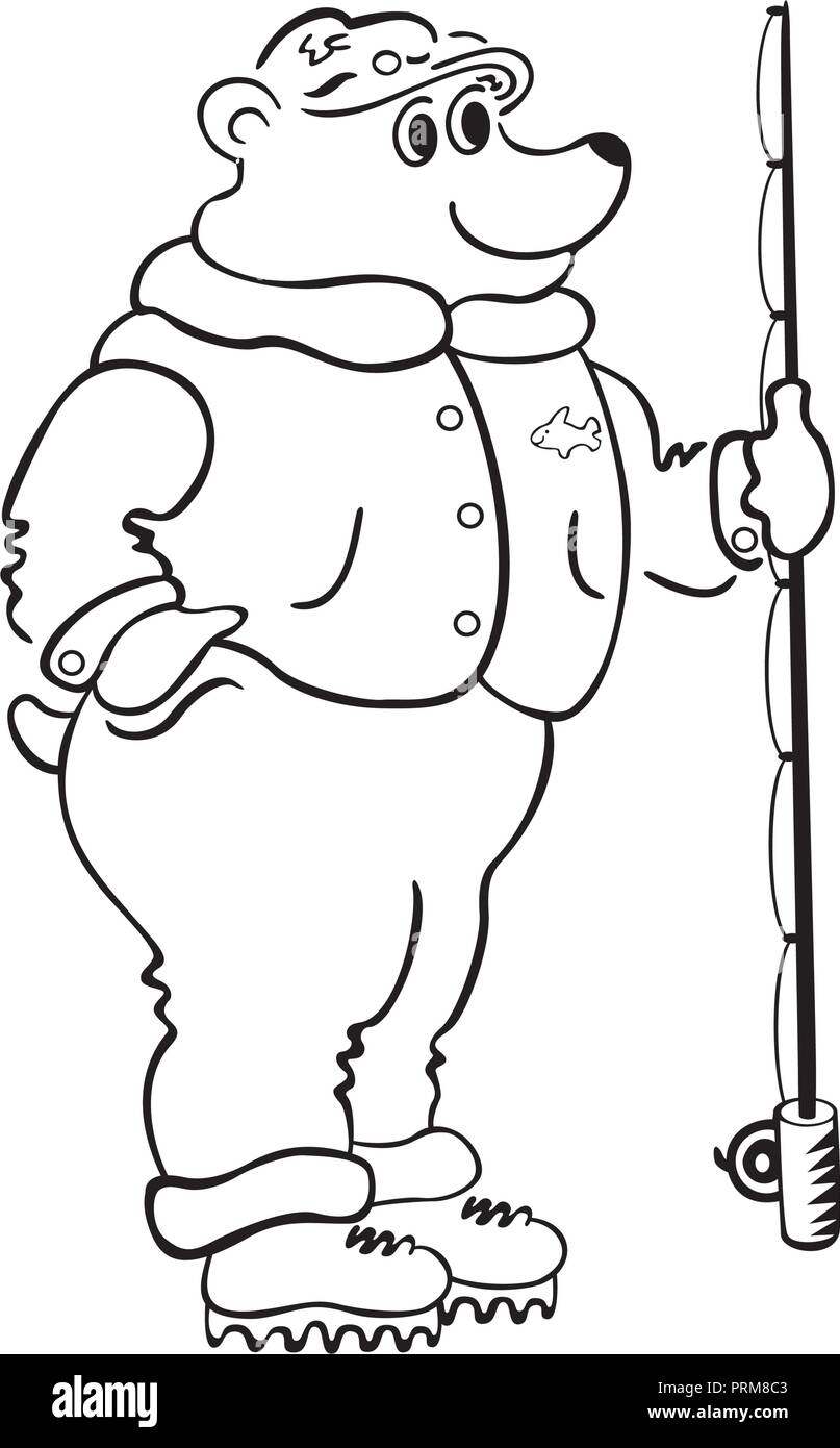 Tragen angeln Cartoon. umrissen Cartoon mit Handgezeichnetem Skizze ...