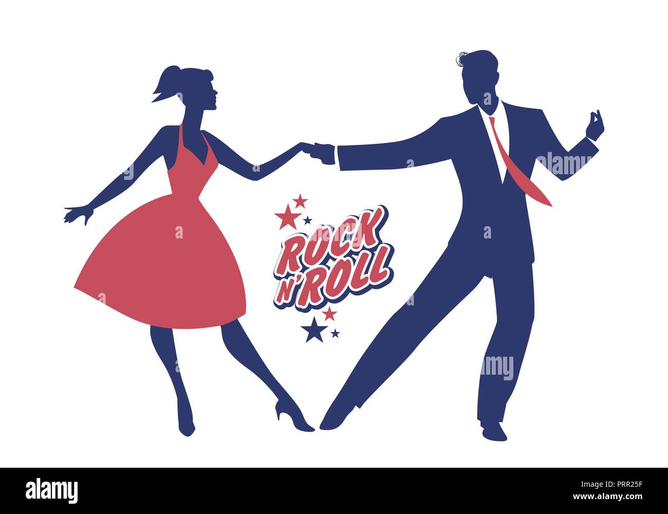 Junges Paar Tragen 50 Kleidung tanzen Rock und Roll. Vector ...