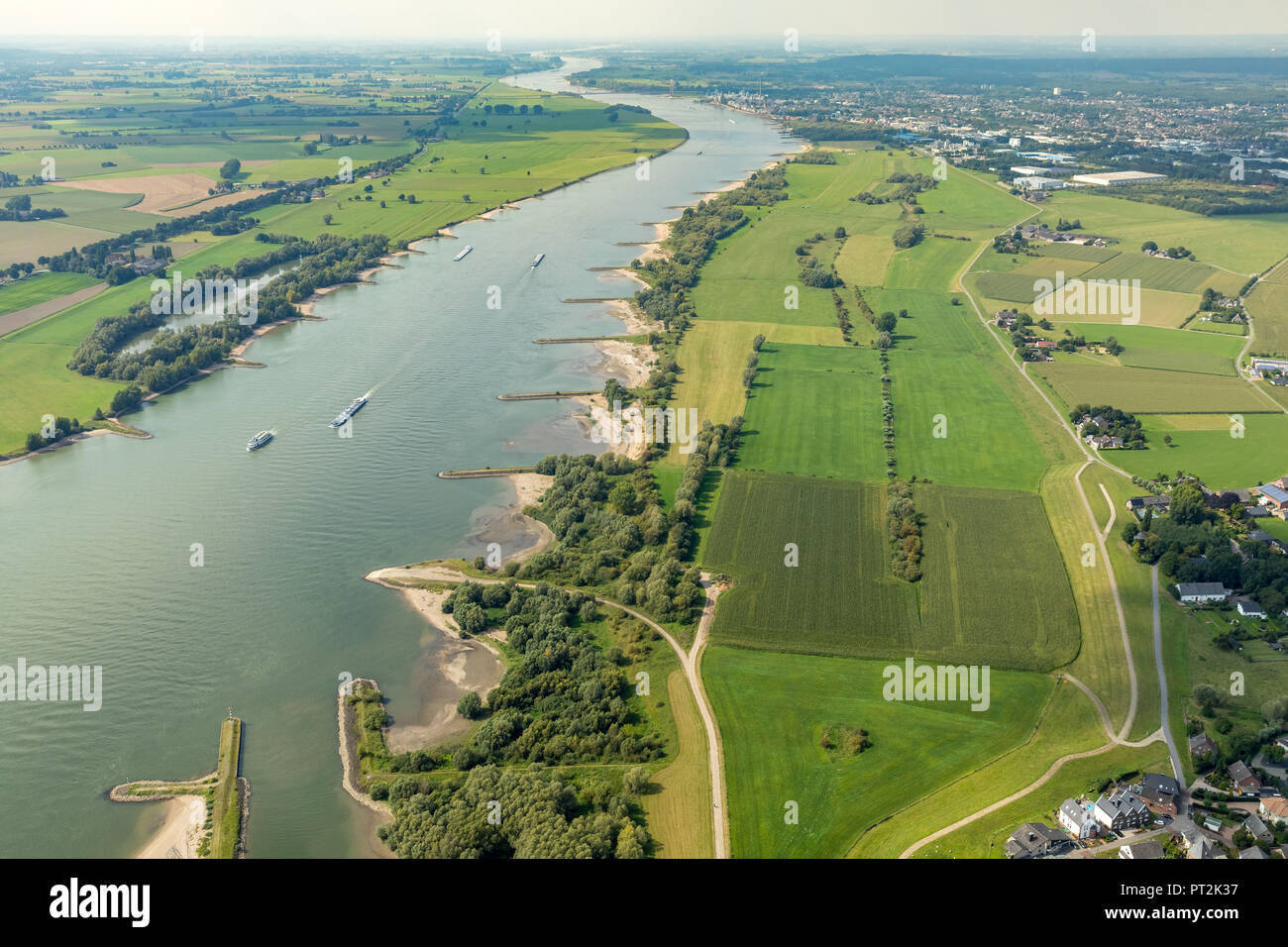 Rhein, Buhnen, rechts des Rheins in der Nähe von Grietherort Altrhein ...