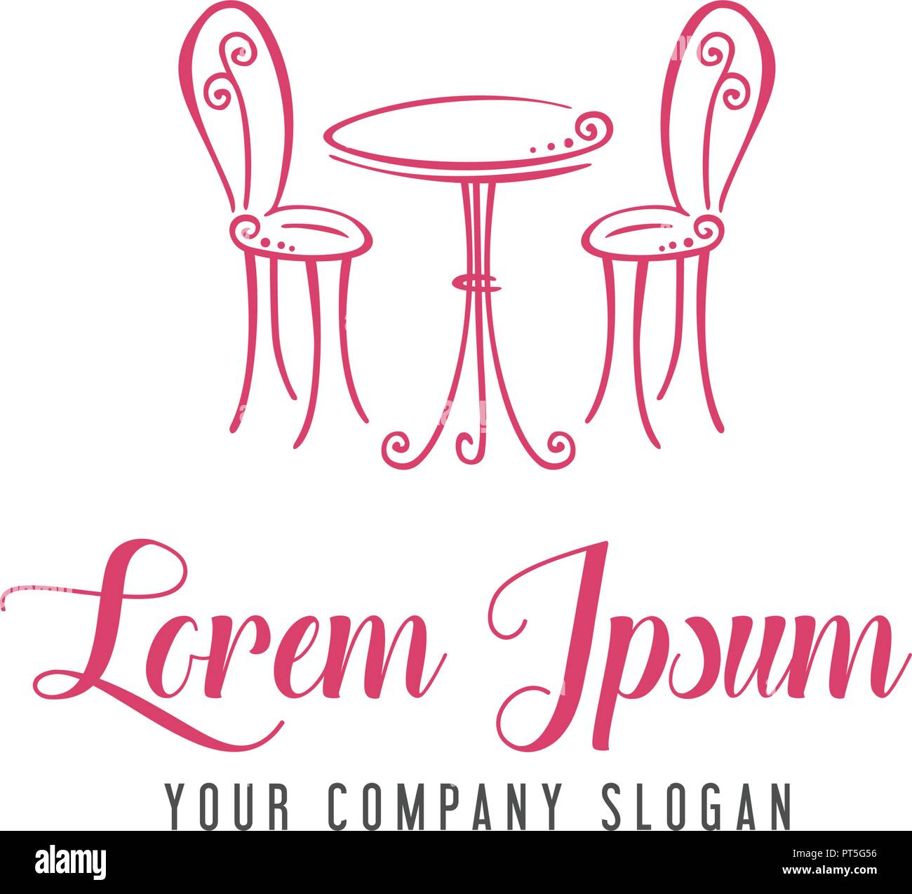 Romantische Stuhl Tisch Logo. Romantisches cafe Logo Design Konzept ...