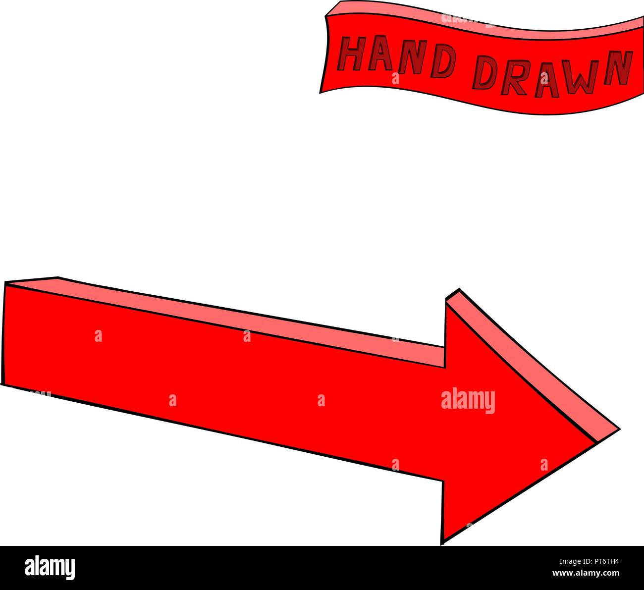 Pfeil. Rot weiter. Hand Skizze gezeichnet Stock-Vektorgrafik - Alamy