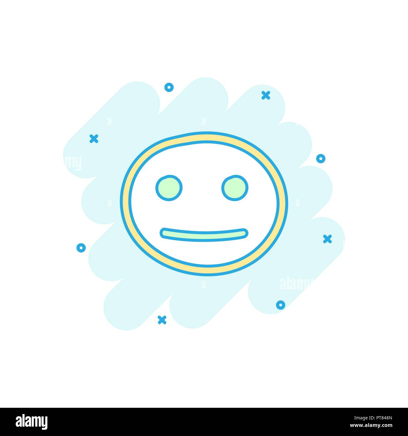Cartoon farbige Hand gezeichnet Smiley-symbol im Comic-stil. Smile ...