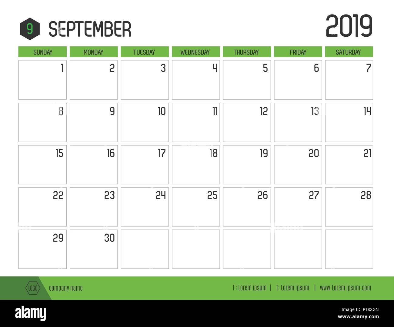 September calendar Stock-Vektorgrafiken kaufen - Alamy