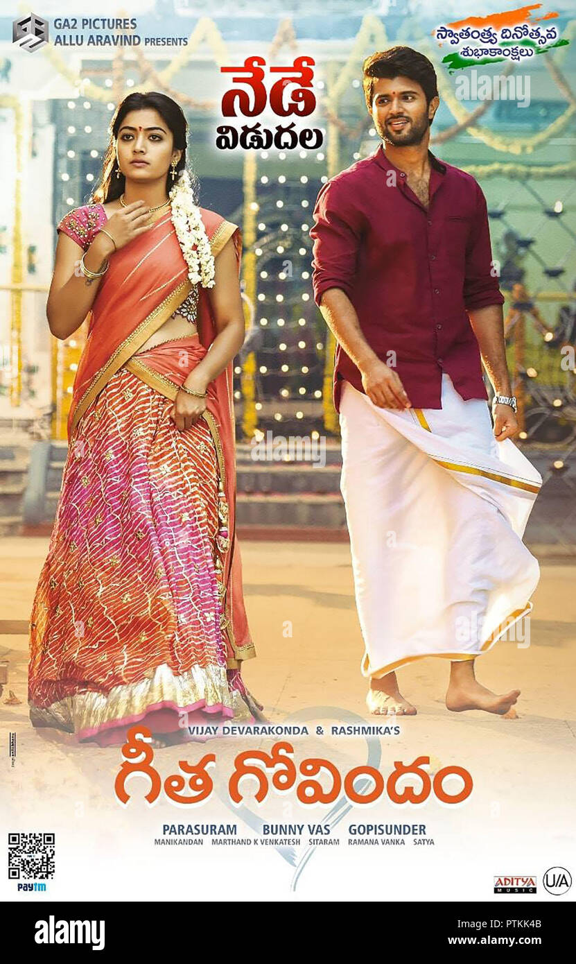 GEETHA GOVINDAM, indische Poster in Telugu, von links: rashmika ...