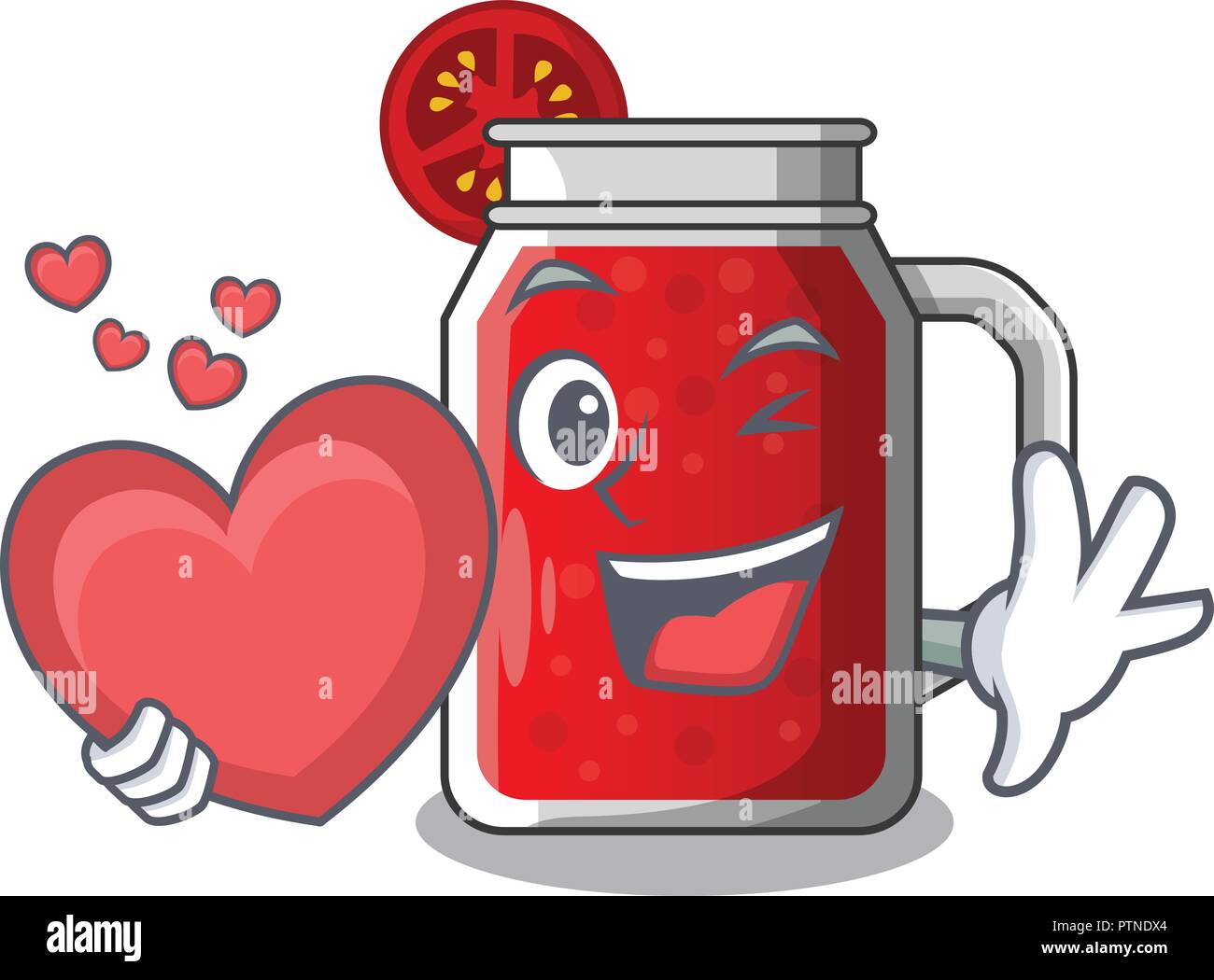 Mit Herz lecker Tomatensaft auf Cartoon Tabelle Vector Illustration ...