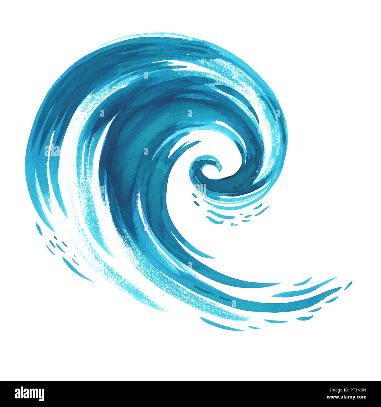 Hand Sea Wave gezeichnet. Abstrakte Aquarell Skizze Stockfotografie - Alamy