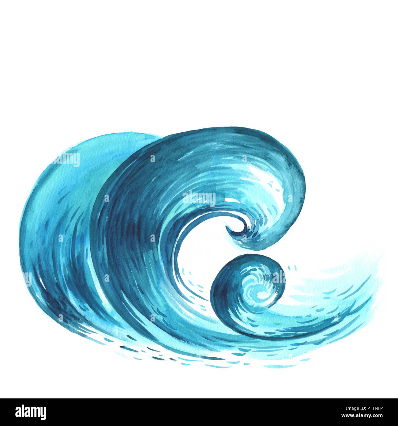 Hand Sea Wave gezeichnet. Abstrakte Aquarell Skizze Stockfotografie - Alamy