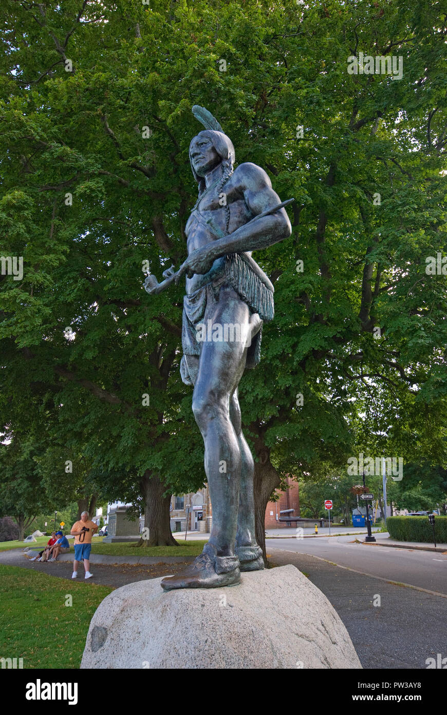Statue von American native Massasoit, sachem der Wampanoag (durch den ...