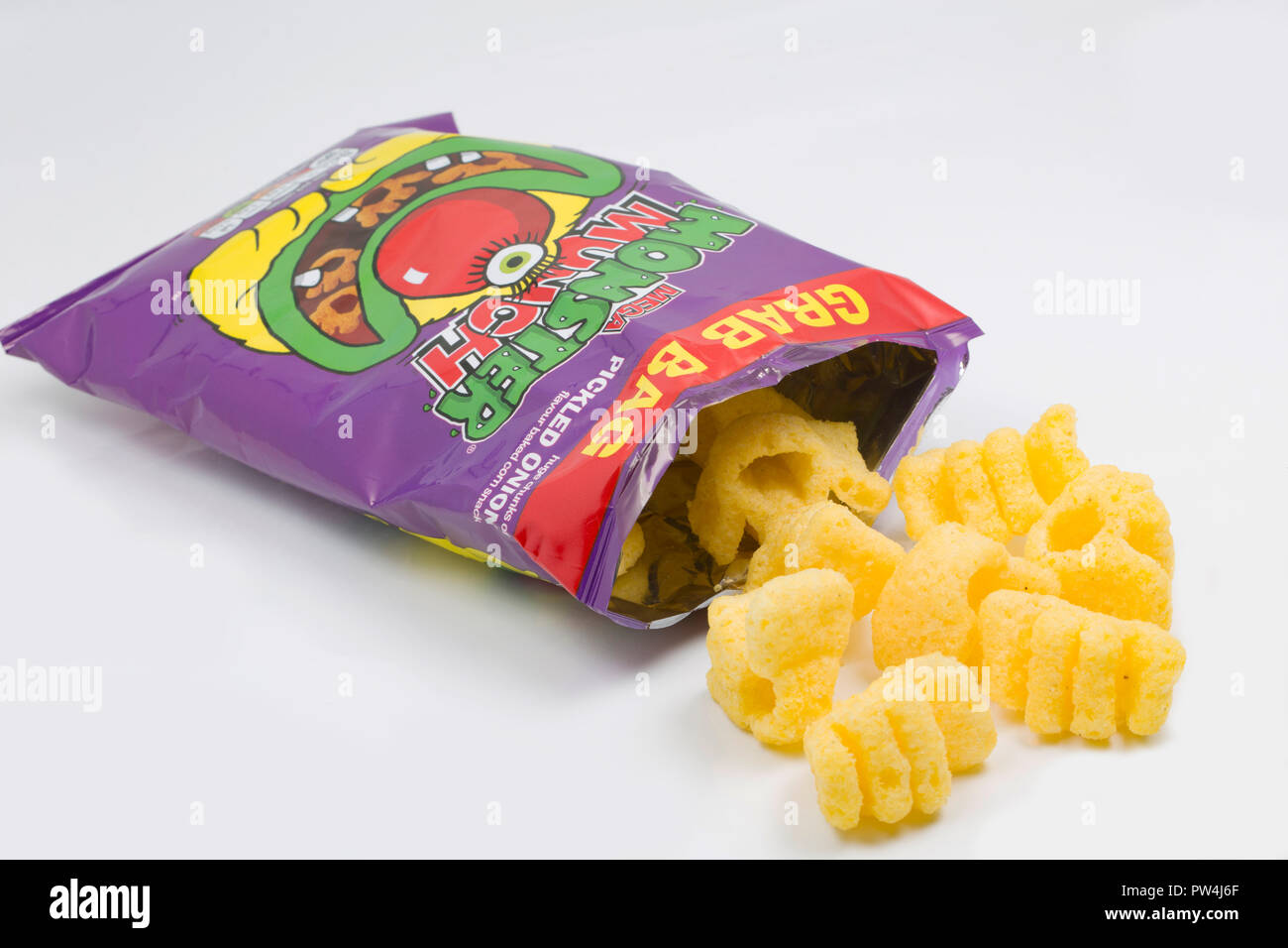 Eine geöffnete Beutel der Wanderer eingelegte Zwiebeln Monster Munch ...