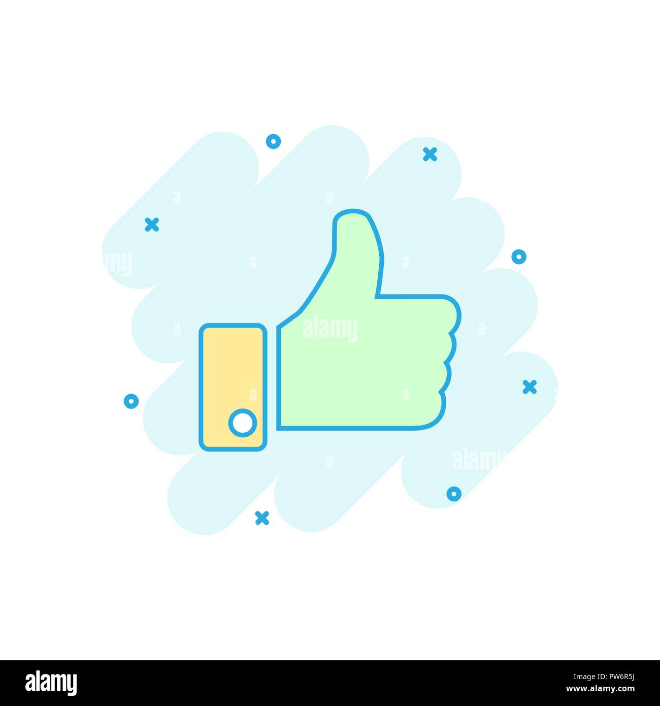 Vektor cartoon wie Icon im Comic-stil. Daumen hoch, Zeichen Abbildung ...