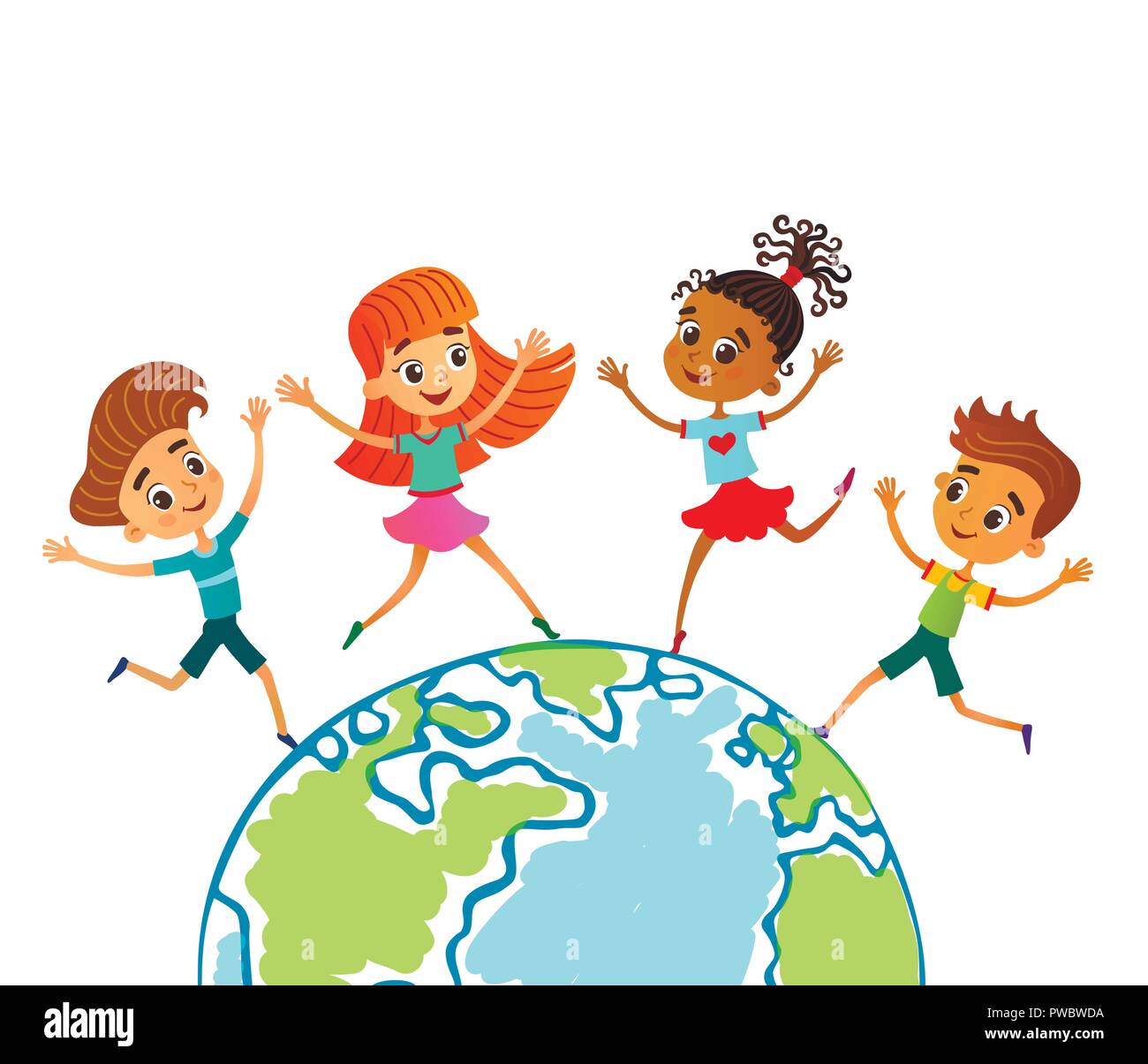 Children and globe illustration -Fotos und -Bildmaterial in hoher ...